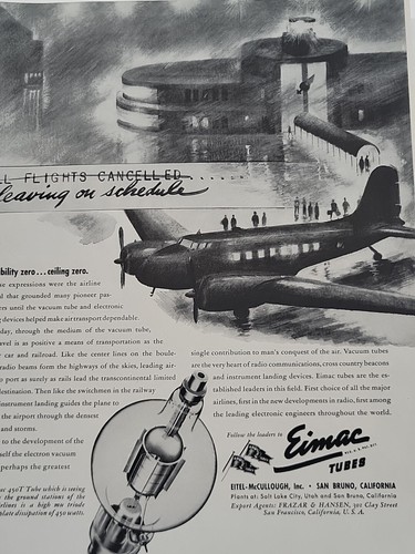 1943 Eimac Tubes Fortune WW2 Print Ad Eitel-McCulloch Inc. Airplane ...