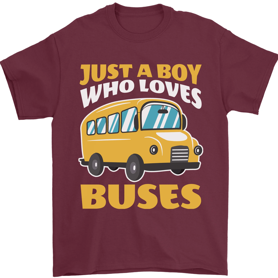 Just a Boy Who Loves Buses Bus Driver Mens T-Shirt 100% Cotton | eBay