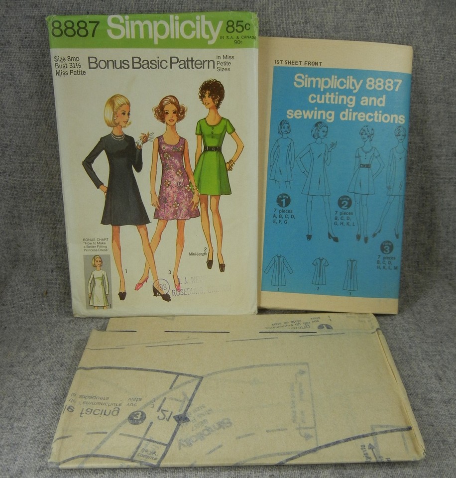 Simplicity 8887 Misses Petite Princess Dress 2 necklines lengths Size ...