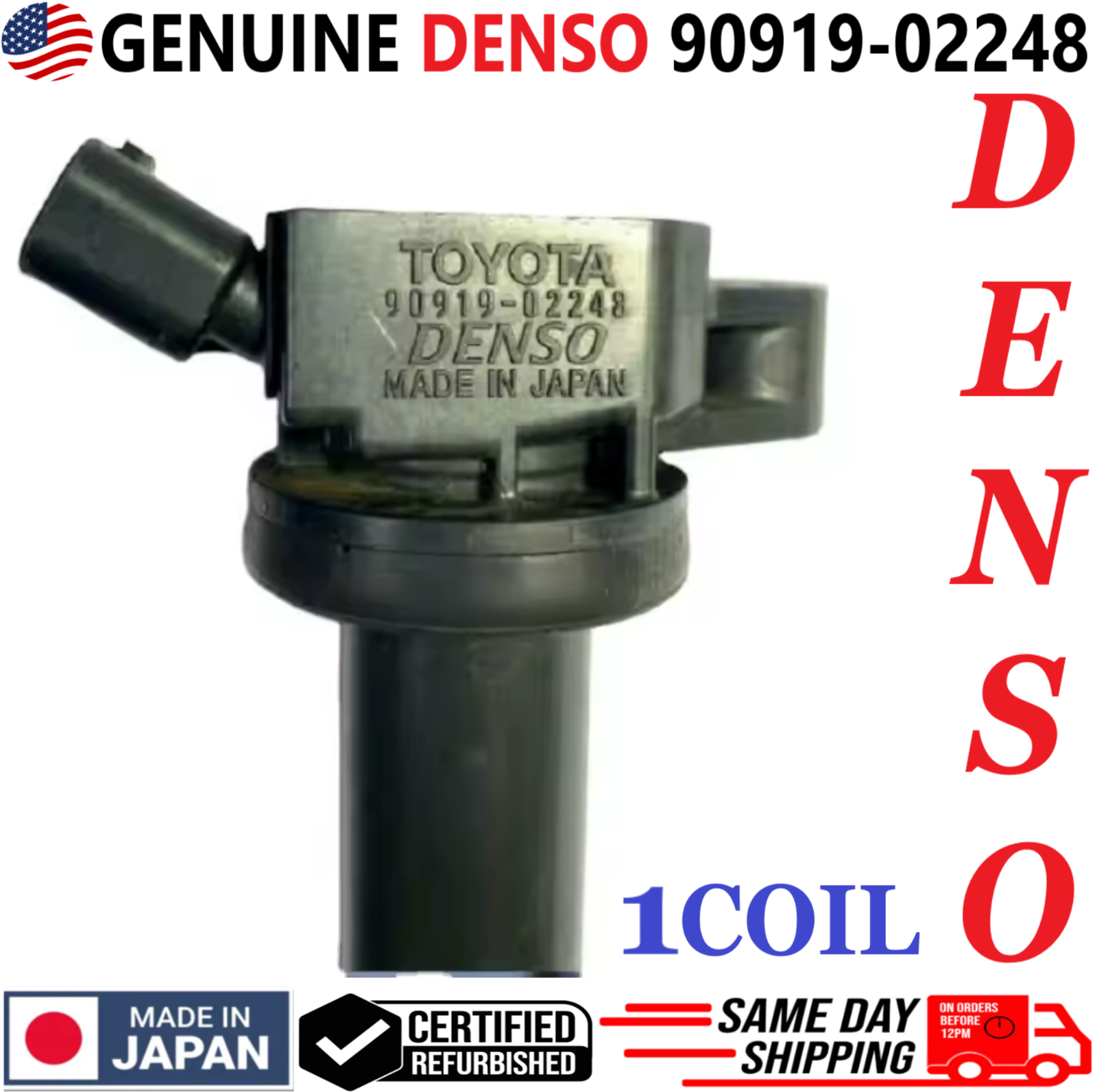 GENUINE DENSO x1 Ignition Coil For 2003-2020 Toyota & Lexus I4 V6 V8 ...