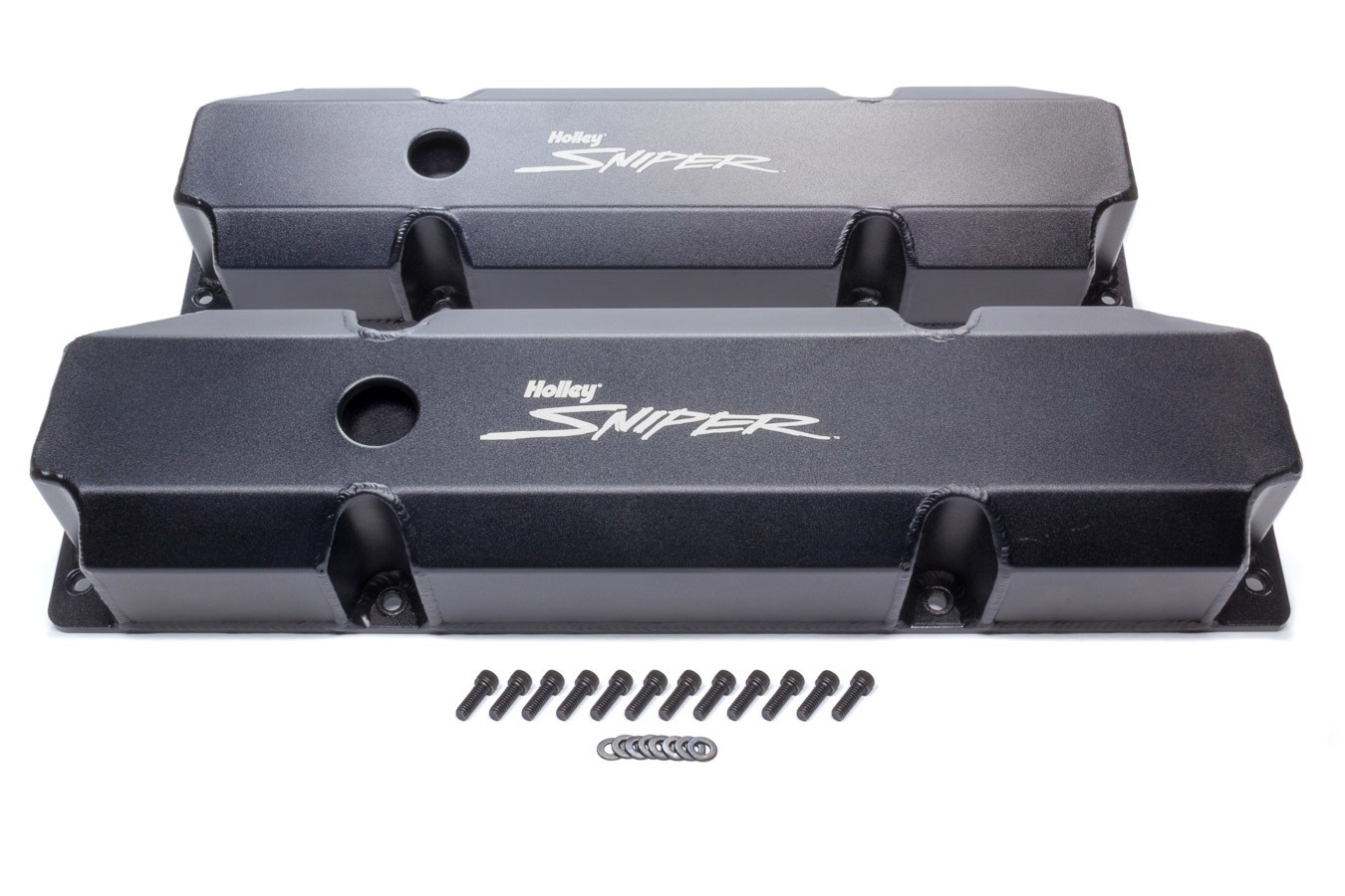 Holley 890005B, 2 Pack Black Aluminum Sniper Fabricated Valve Covers ...