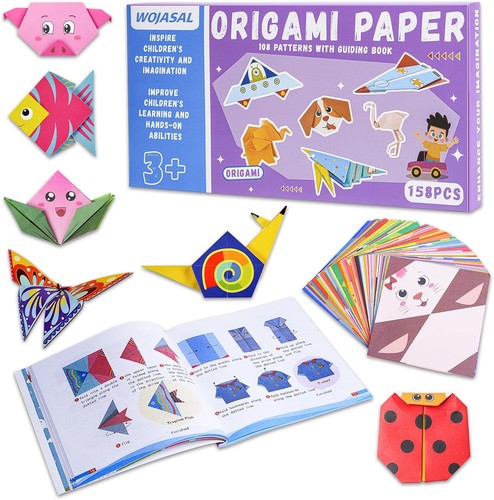 158 Sheets Origami Paper Kit for Kids Ages 5-8 8-12 with Guiding ...