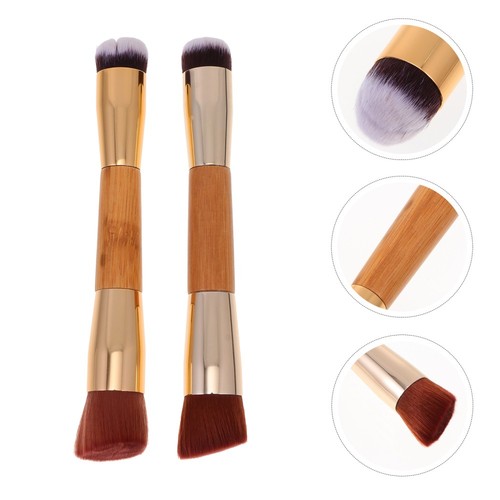 2 Pcs Double Head Blush Brush Foundation Makeup Dual Ended Sided ...