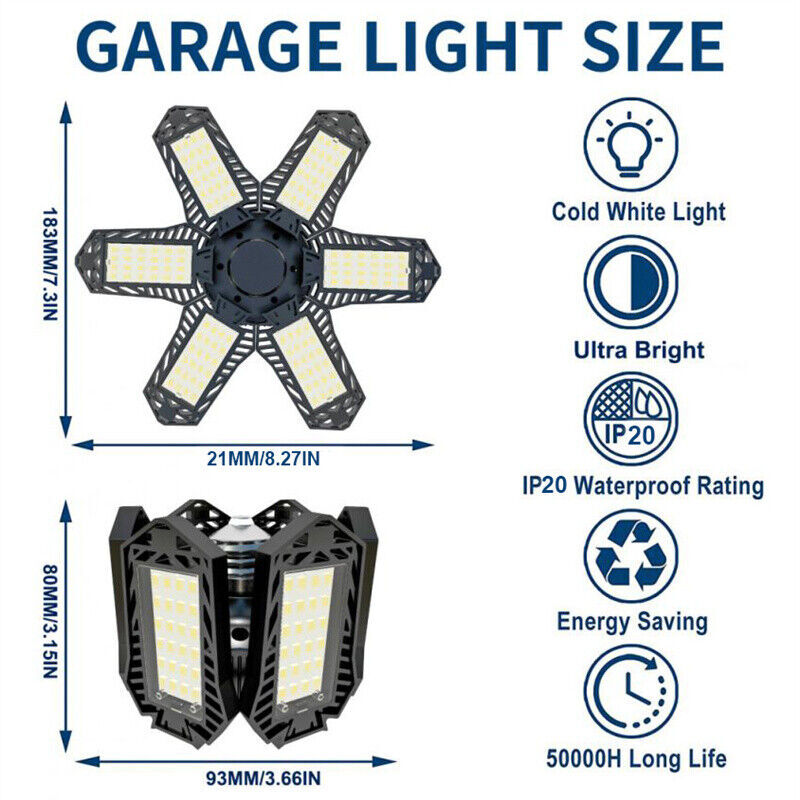 2-10X Super Bright LED Garage Lights Deformable 900W Work Shop Ceiling ...