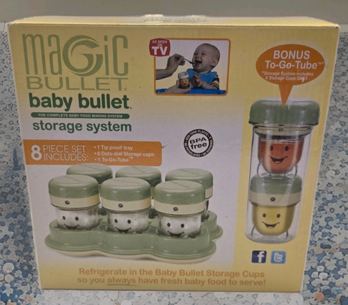 Baby Bullet Replacement Food Cups Storage System 8 Piece Set - NEW ...