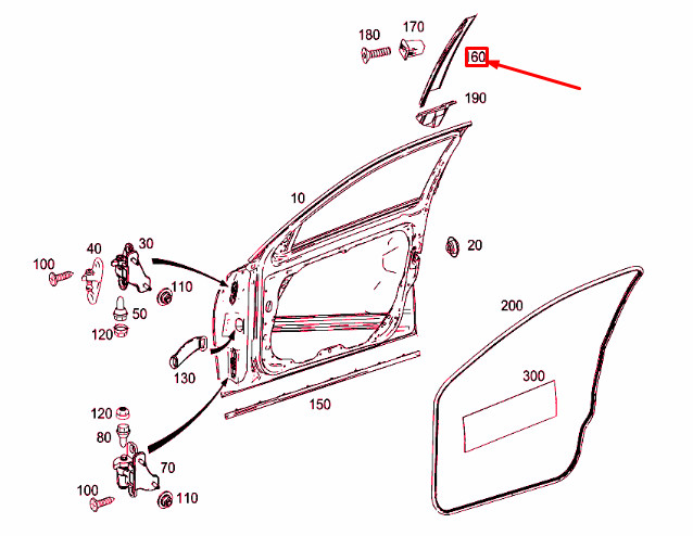 Mm1313 MERCEDES C Class W204 Front Right Door Window Molding Trim ...