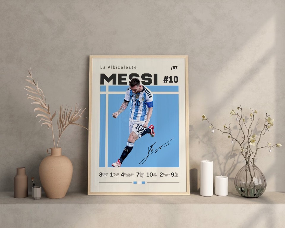 Lionel Messi Argentina World Cup 2024 Autographed Art Poster Prints ...