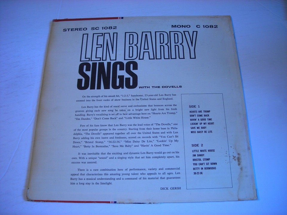 Len Barry Sings with the Dovells 1965 Mono LP VG++ | eBay