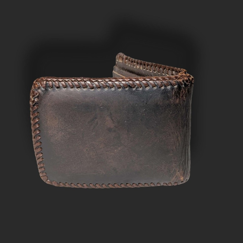 Vintage Leather woven Mens Billfold Wallet | eBay