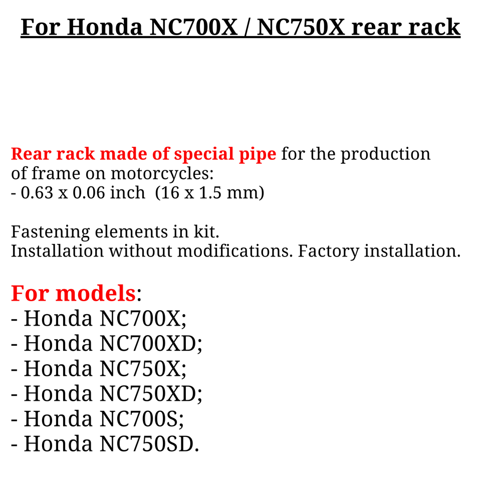 For Honda NC700X Rear luggage rack NC750X Rear rack for Monokey NC700S ...