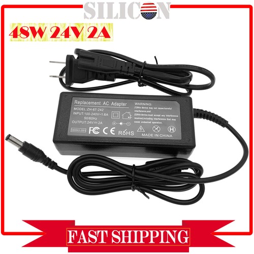 24V DC 2A Power Supply Adapter 100-240V AC Input 24 VDC 2Amp Output 5 ...