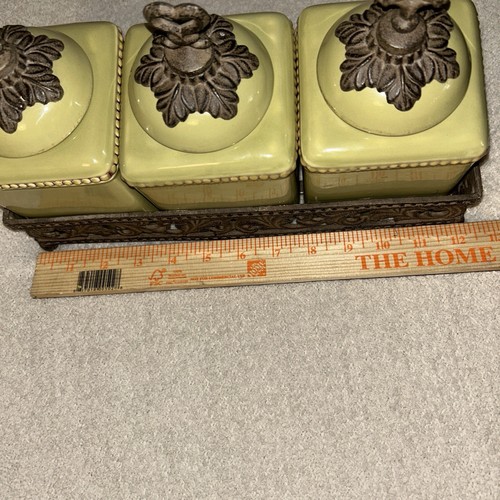 Gracious Goods 3 Canister Set With Stand - Faith Hope Love - Sage | eBay