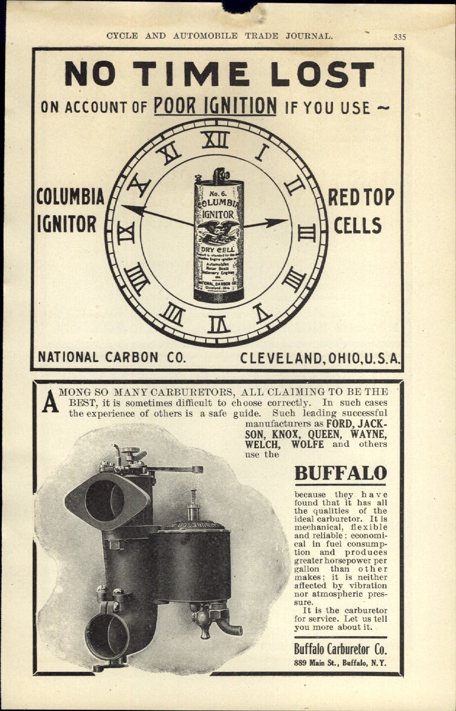 1907 PAPER AD CAR AUTO Buffalo Carburetor NY | eBay