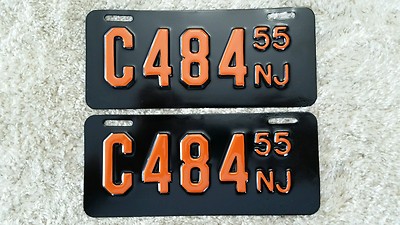 1955 New Jersey Motorcycle License Plate Pair, Matching Set Of NJ MC ...