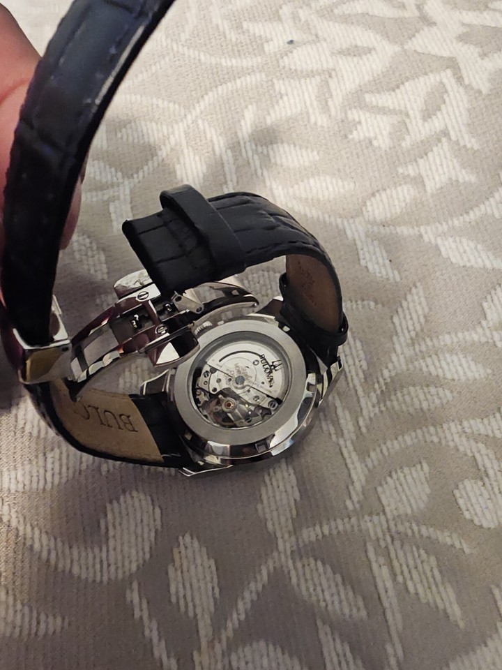 Bulova 96A206 Wilton Men's 42mm Automatic Blue Leather Strap Silver ...