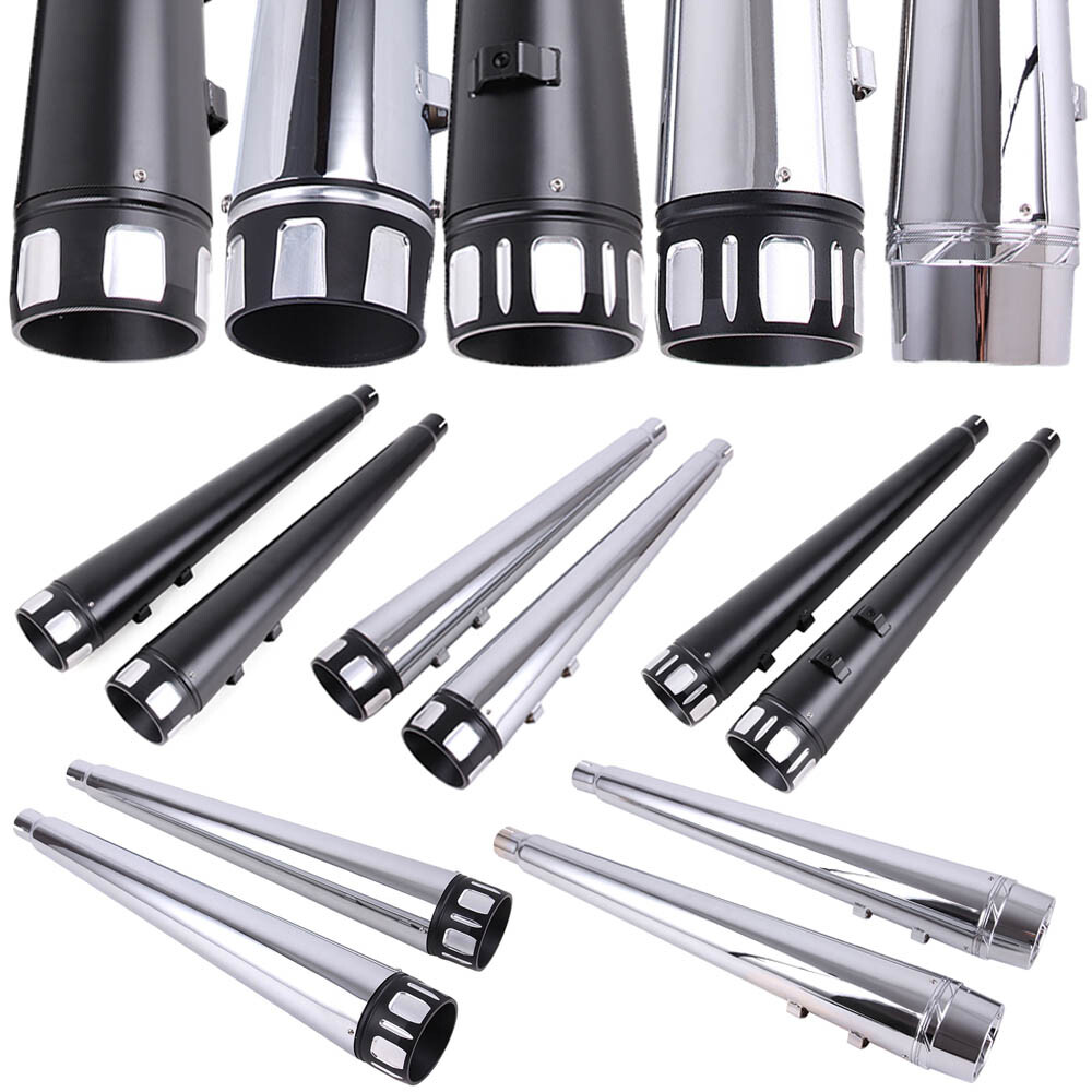 4" DNA Megaphone Exhaust Pipes Mufflers Slip-On For Harley Electra Road ...