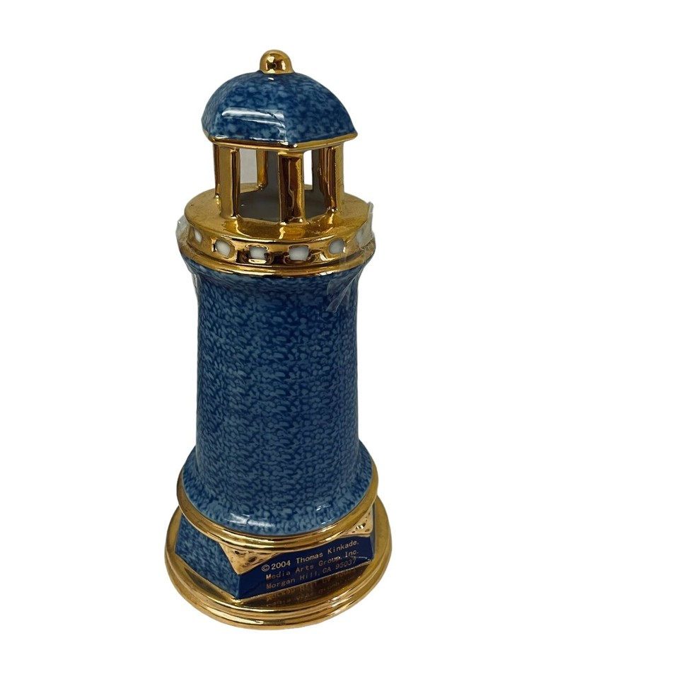 Thomas Kinkade 2004 Rock Lighthouse Battery Operated Light Ceramic Blue ...