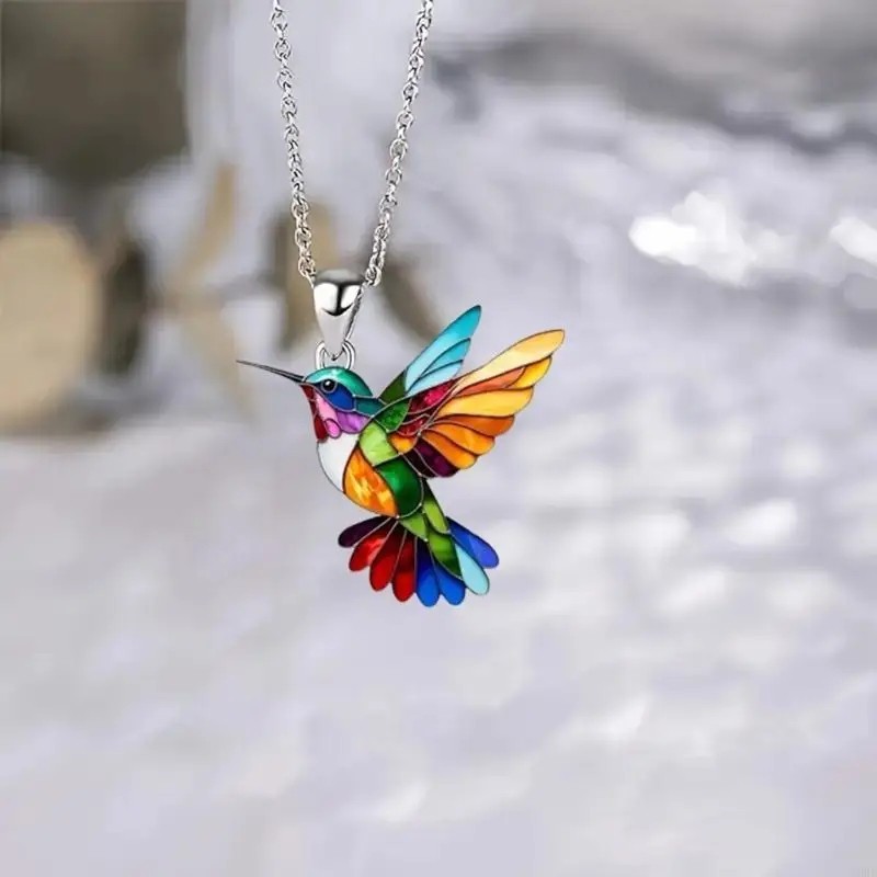 Colorful Hummingbird Necklace 2D Hummingbird Necklace Bird Necklace For ...