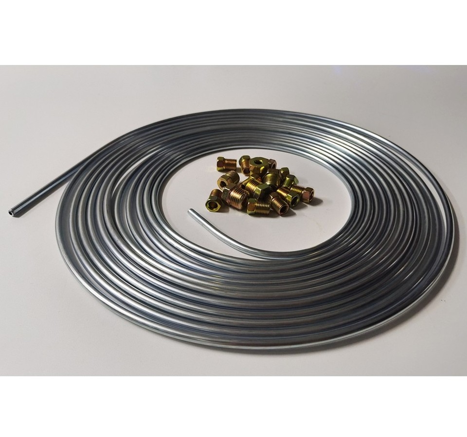 25 Ft Roll Tubes Car 1/4 inch Zinc Coated Brake Line Tubing Kit With 16 ...
