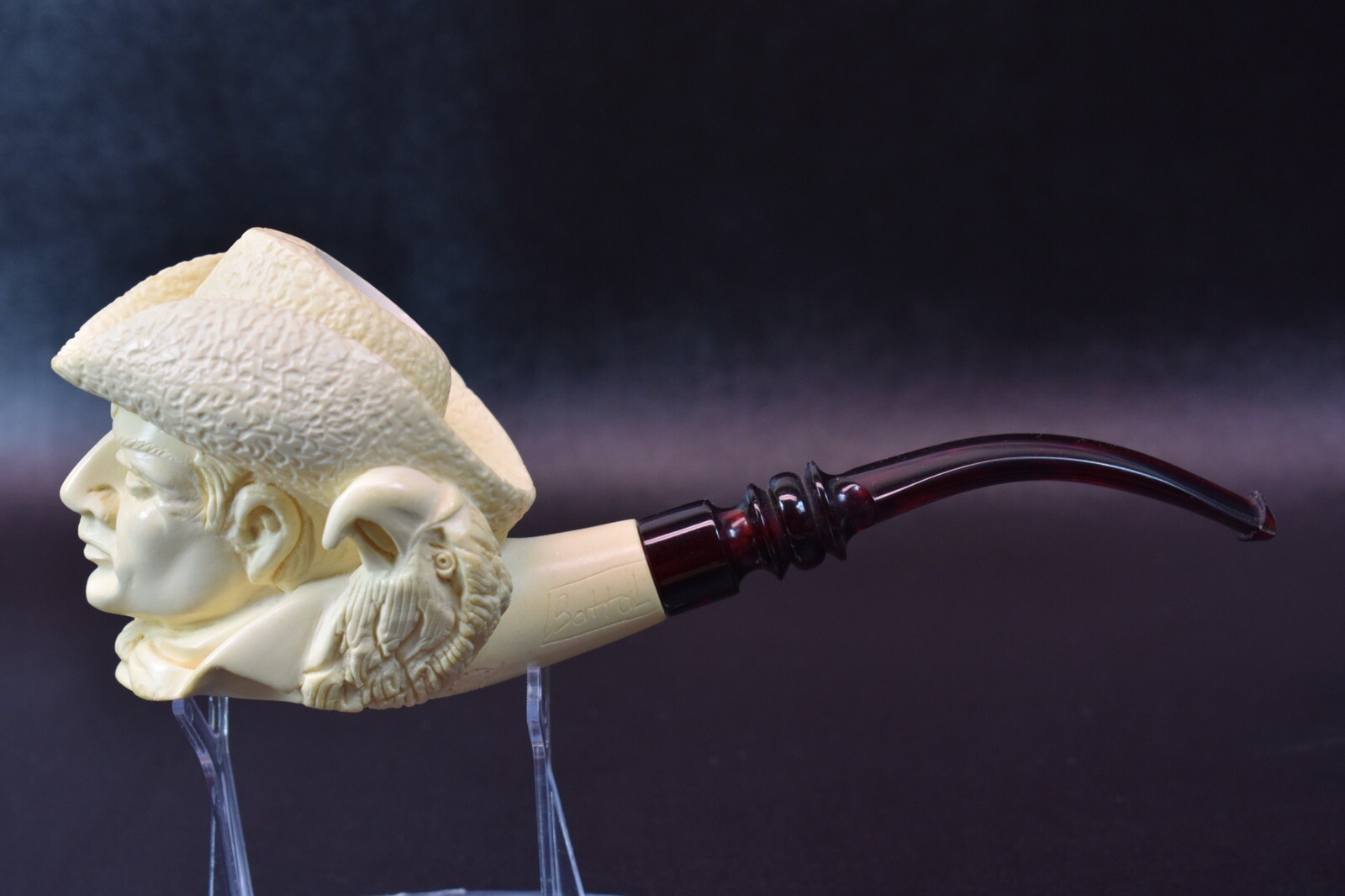 Large John Wayne Pipe By BATTAL Block Meerschaum-NEW HANDCARVED W CASE ...