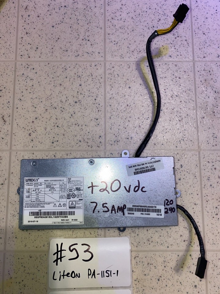 LITEON PA-1151-1 LITE ON POWER SUPPLY MODULE 120V 20V 20 V VDC 7.5A 7.5 ...