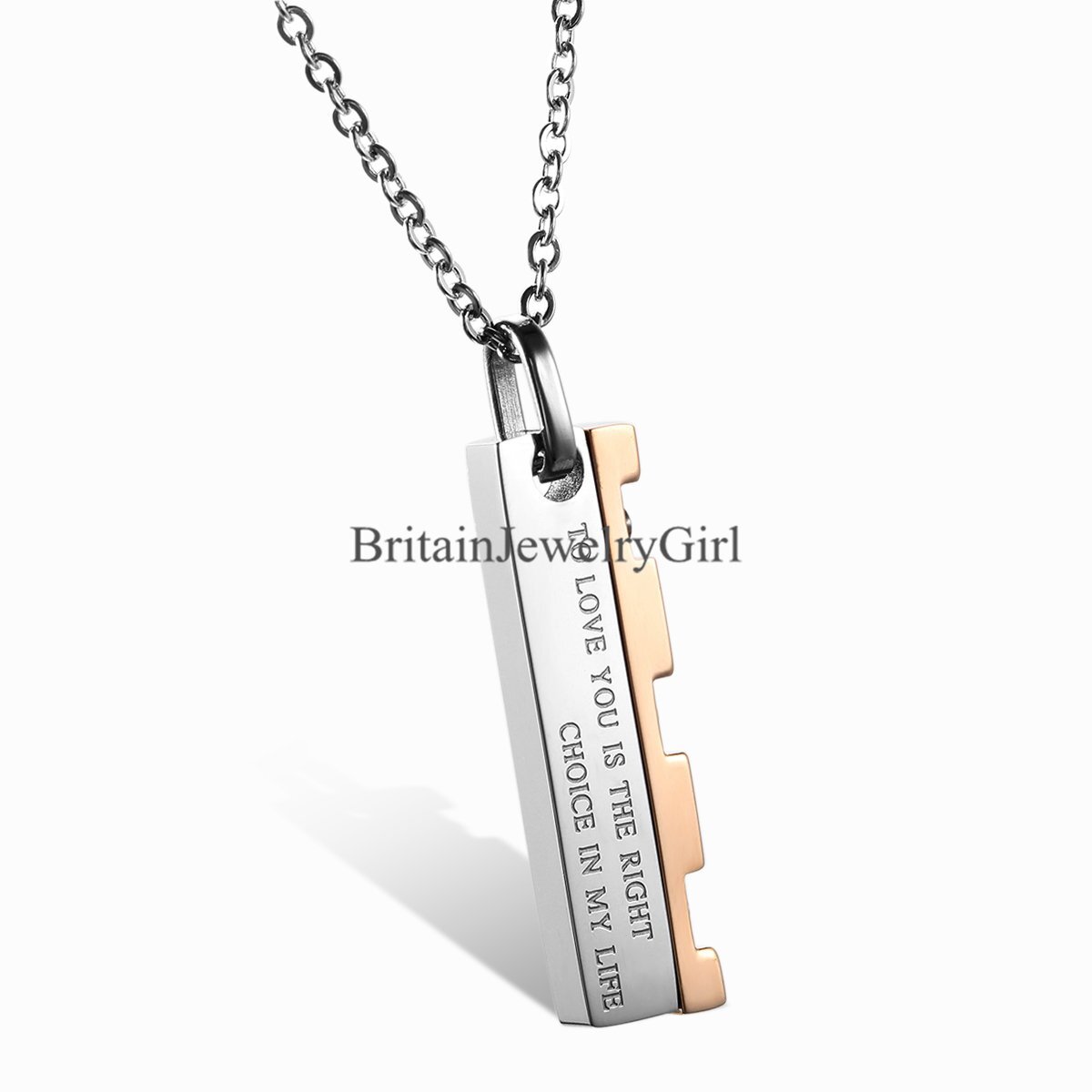 Mens Womens Stainless Steel Pendant Chain Couple Love Promise Necklace ...