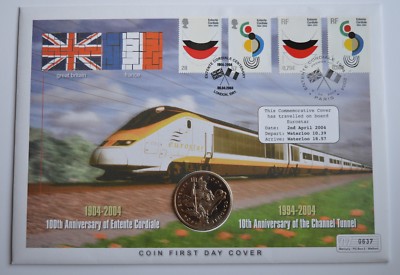 2004 Entente Cordiale - Anglo French Travelled £5 Coin First Day Cover ...
