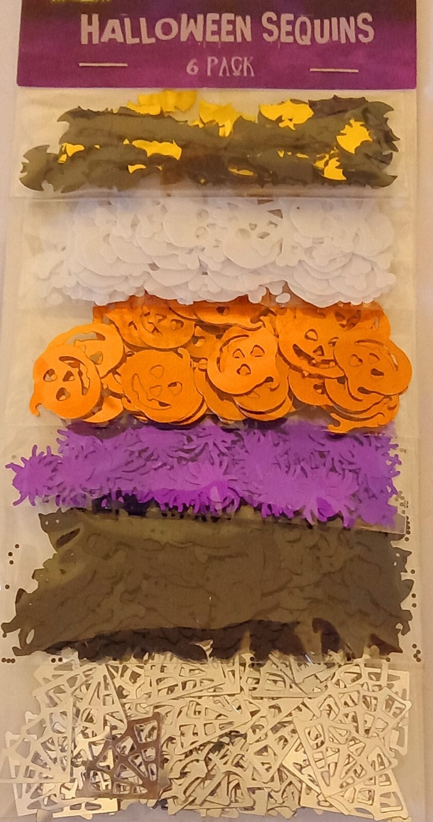 6 x bag of Halloween sequins / confetti skull spider pumpkin spiderweb ...