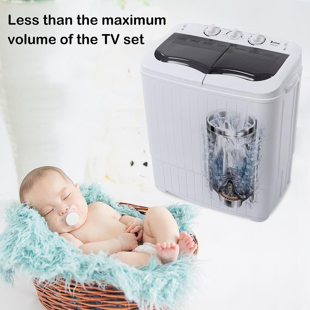 Home Portable Mini Twin Tubs Washing Machine 360W 14.3lbs Washer ...