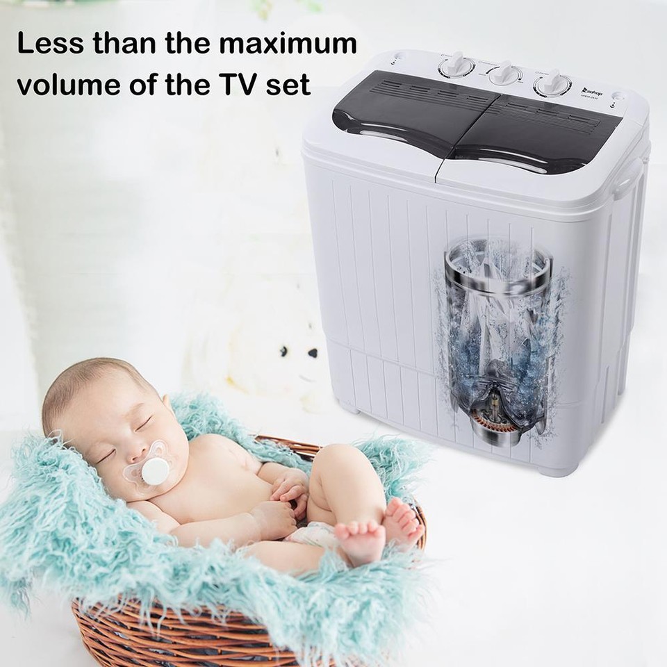Home Portable Mini Twin Tubs Washing Machine 360W 14.3lbs Washer ...
