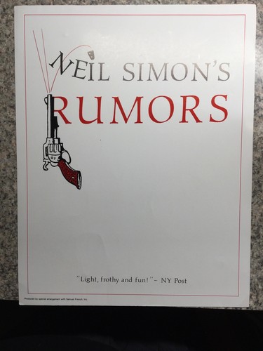 Neil Simon's Rumors Theater Broadway Window Card Poster 11” x 14” By ...