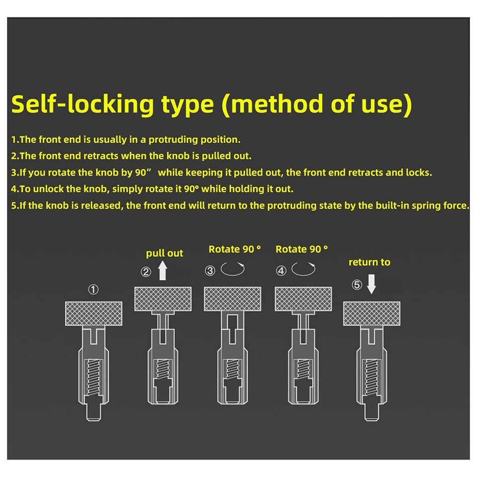 2Pcs Stainless Steel Hand Retractable Spring Plungers with Knurled ...