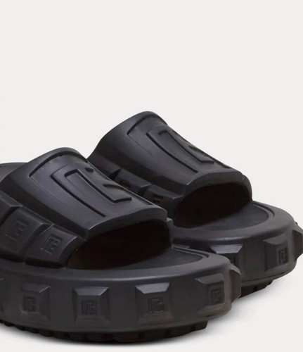 Brand New Balmain Womens Black Ari Rubber Slides Sandals US 6/7 EU 36/ ...
