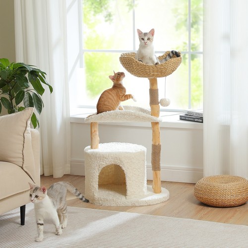38.2 inch cat tree for indoor small cats, woven perches - 717887459844 ...