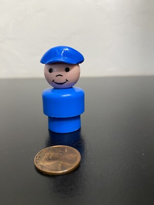 Vintage Little People Plastic Man Boy Police Officer Blue Shirt Hat ...