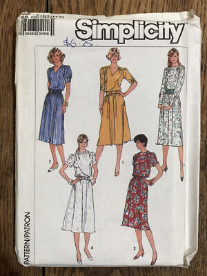 Vintage 80s Simplicity Sewing Pattern #8155 Dresses Multi-Size 12-14-16 ...
