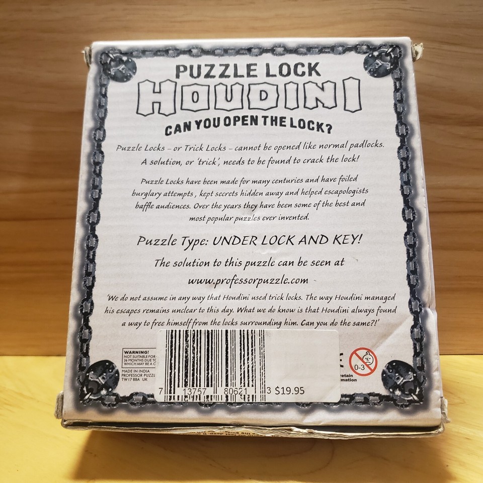 Houdini Puzzle Lock Under Lock & Key, Magic . Condition is New. | eBay