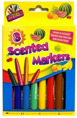8 SCENTED MARKERS SCENTED FELT TIP PENS SMELL PENS FRUIT SMELLY PENS ...