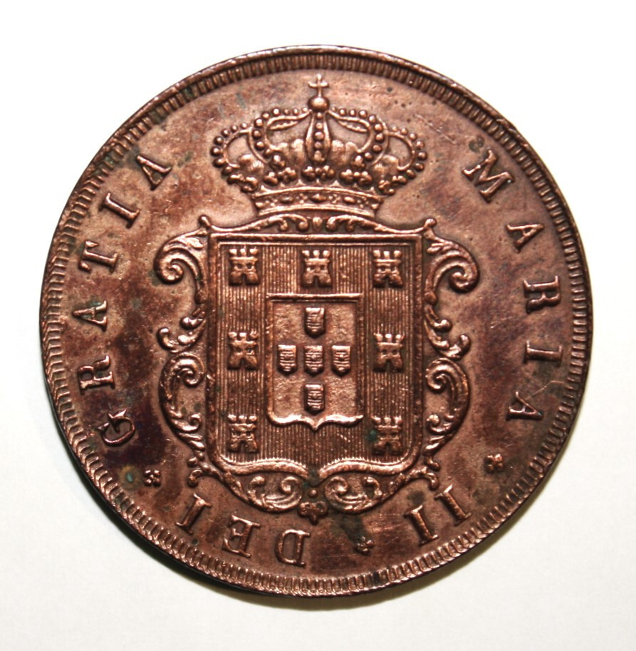 S3 - Portugal 20 (XX) Reis 1847 Extremely Fine +++ Copper Coin - Queen ...
