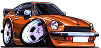 Datsun 240z 260z 280z Cartoon car t-shirt - Orange Car image on white ...
