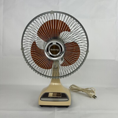 READ Vtg GALAXY Fan 80s Oscillating 2 Speed Brown Type 9 Style BL-CP ...