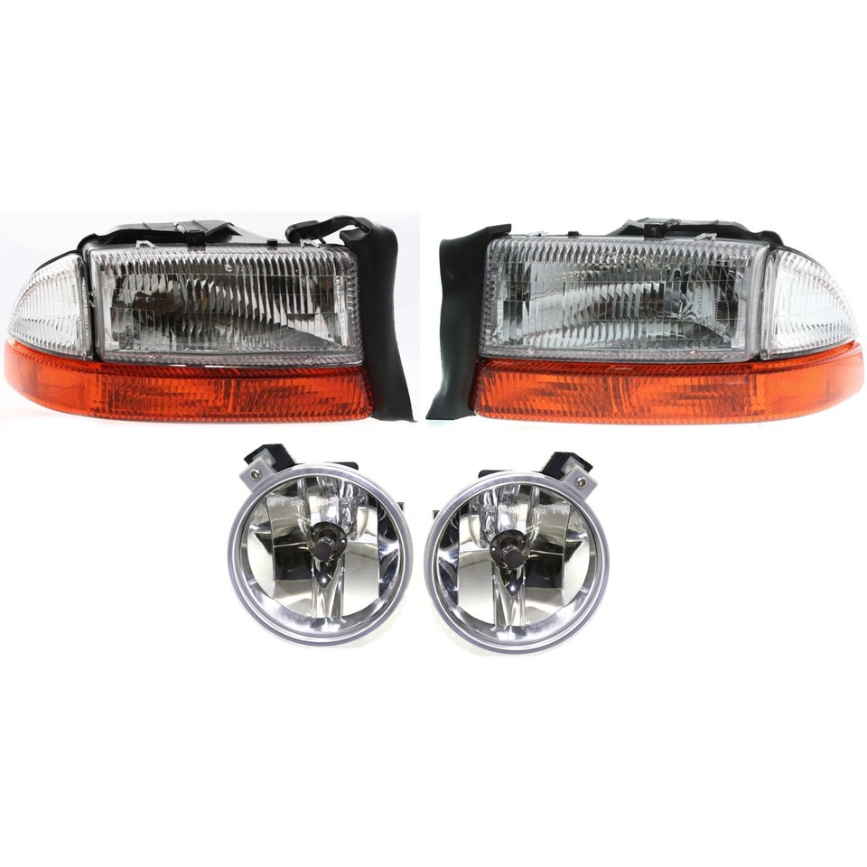 Fog Lights, Headlights Kit 4pc left right halogen for 01-04 Dodge ...