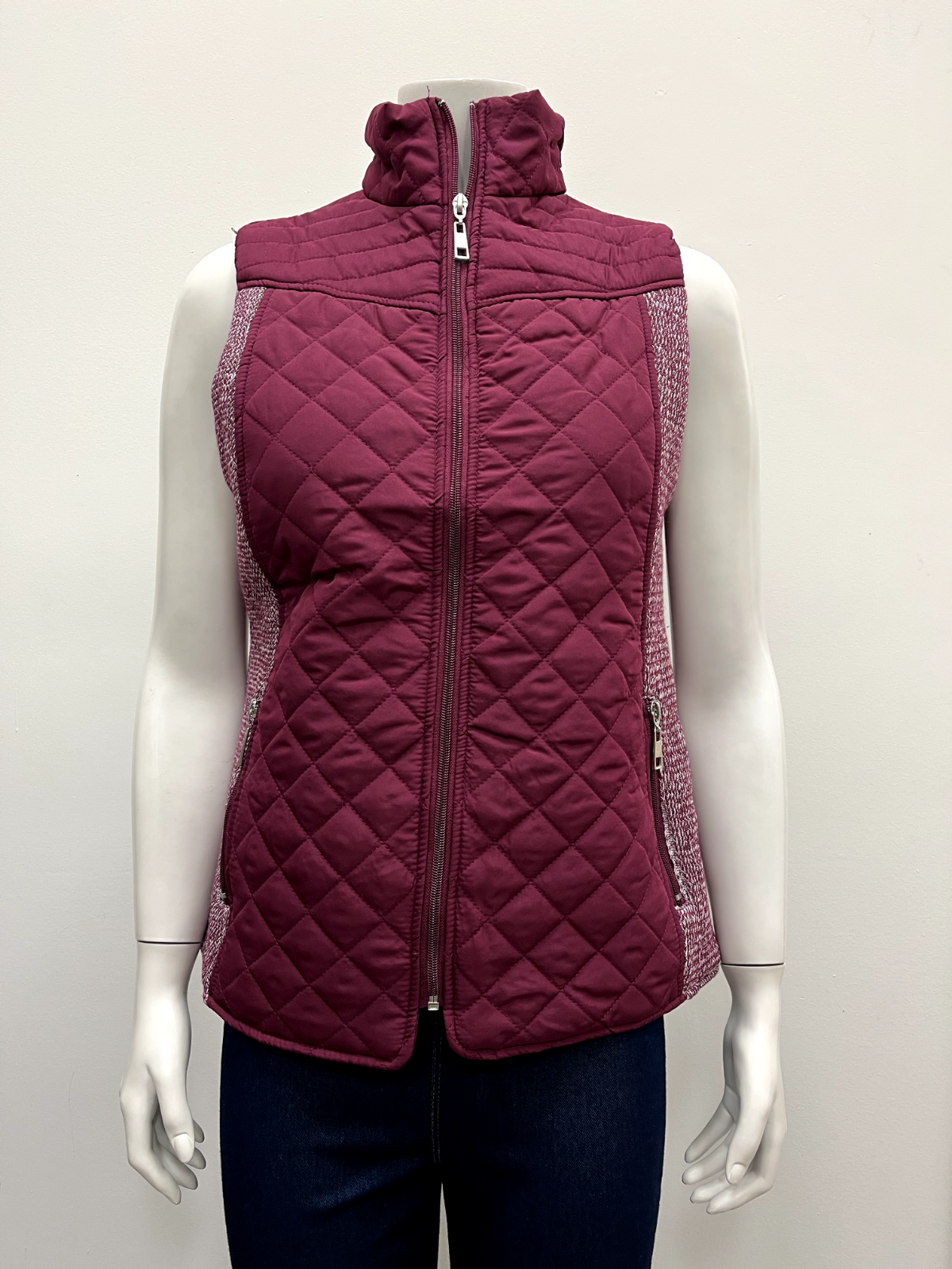 Jason Maxwell Womens quilted mock neck front zipper and pockets Vest w ...