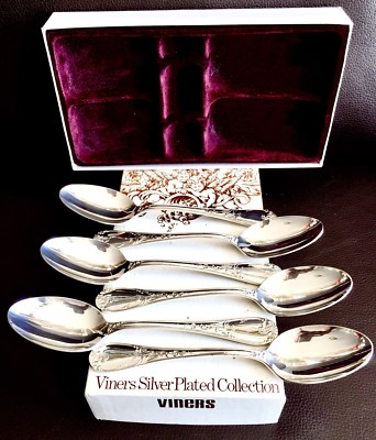 Boxed Set of 6 Vintage/Antique Viners “Burgundy” Silver Plated 8”/20cm ...