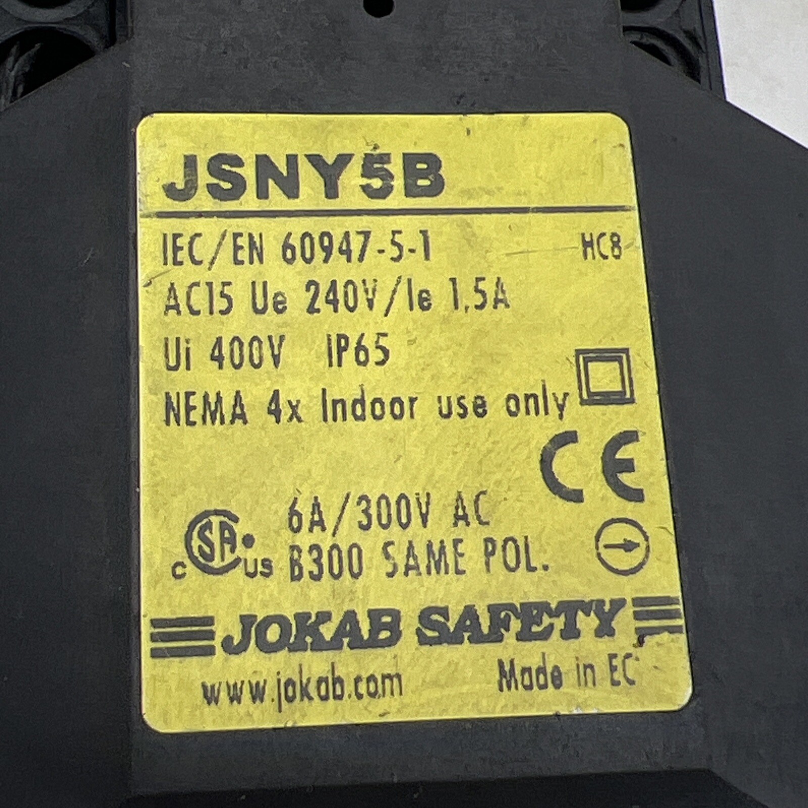 JOKAB Safety JSNY5B Safety Relay Interlocks Switch T66686 for sale ...