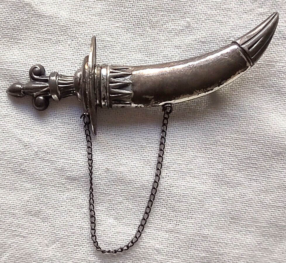 Sterling - Curved Dagger Sword Scabbard Brooch Pin 6 … - Gem