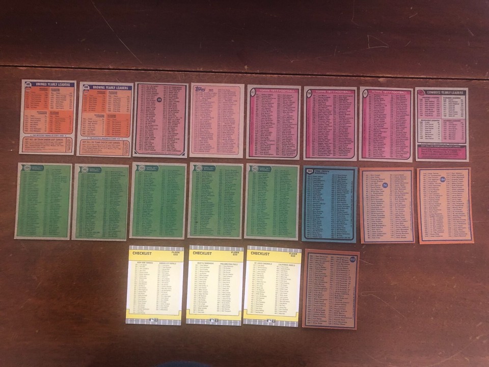 BASEBALL and FOOTBALL CHECKLISTS from '70s- Baseball Lot 12 cards ...
