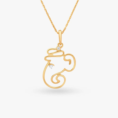 Certified Natural Diamond Real Yellow Gold Ganesh Chain Pendant | eBay
