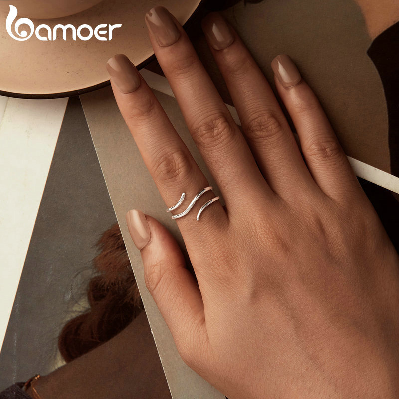 Bamoer Elegant 925 Silver Multi-layered Open Ring Fashion Women Gifts Jewelry | eBay