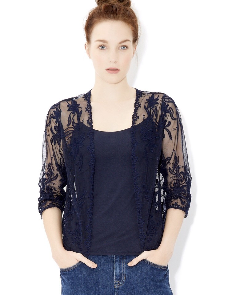 BNWT RRP £59 Monsoon Lace Kimono Lace Embroidered Jacket Cover Up M/L ...